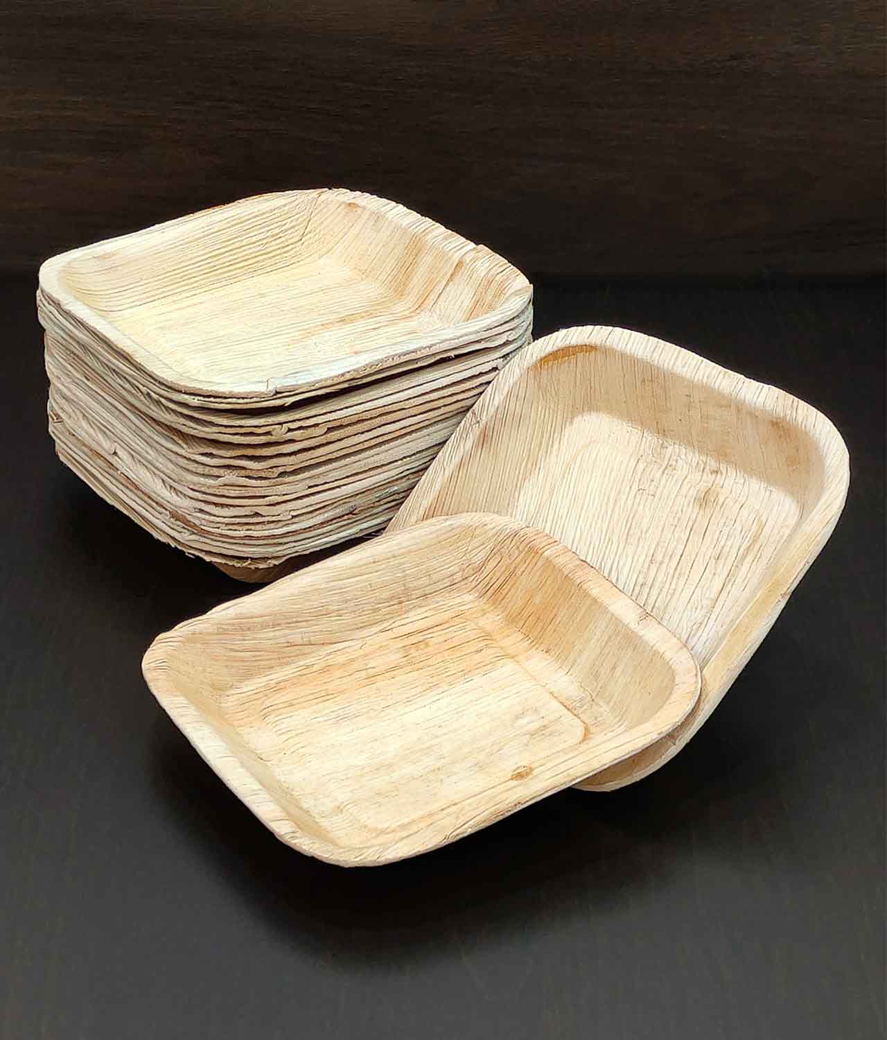 6" Eco-friendly Disposable Areca Leaf Plates - Square - HANDCRAFT